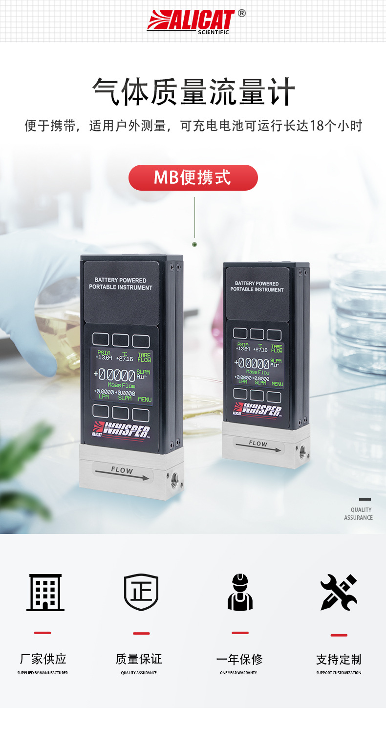Alicat艾里卡特 便携式质量流量计MB系列 - 广州市君翔仪器仪表有限公司