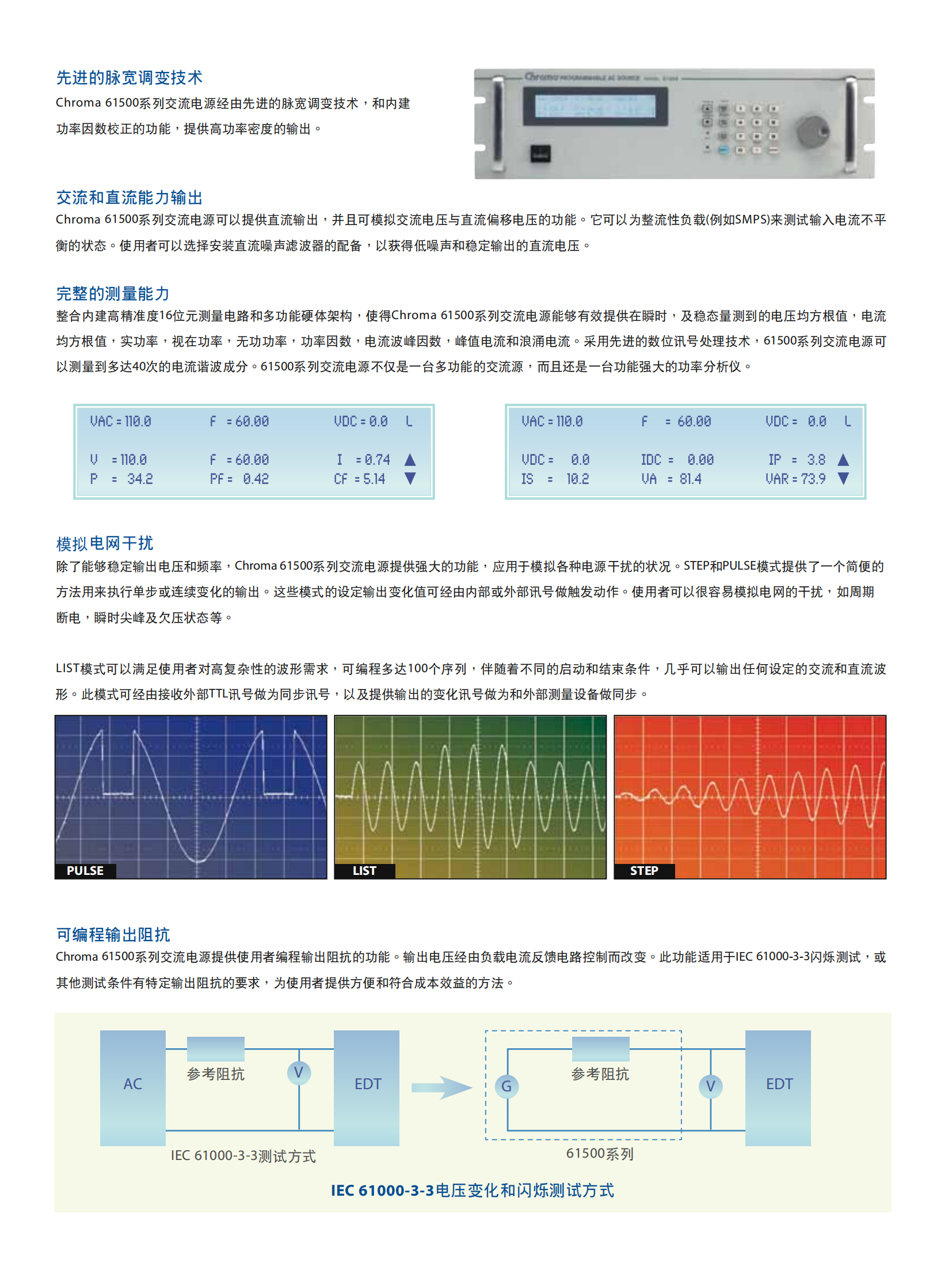 致茂Chroma 进阶可编程交流电源 Model 61500 series - 广州市君翔仪器仪表有限公司